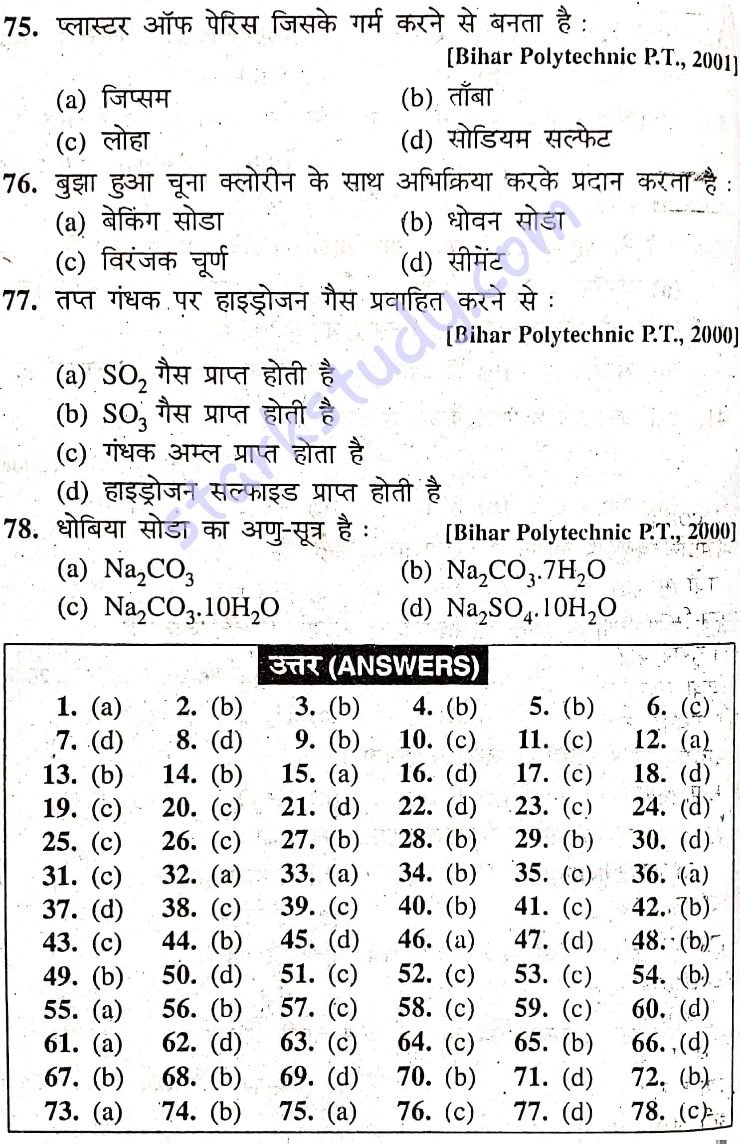 Polytechnic Exam MCQ Objective Question पॉलिटेकनिक प्रवेश परीक्षा ...
